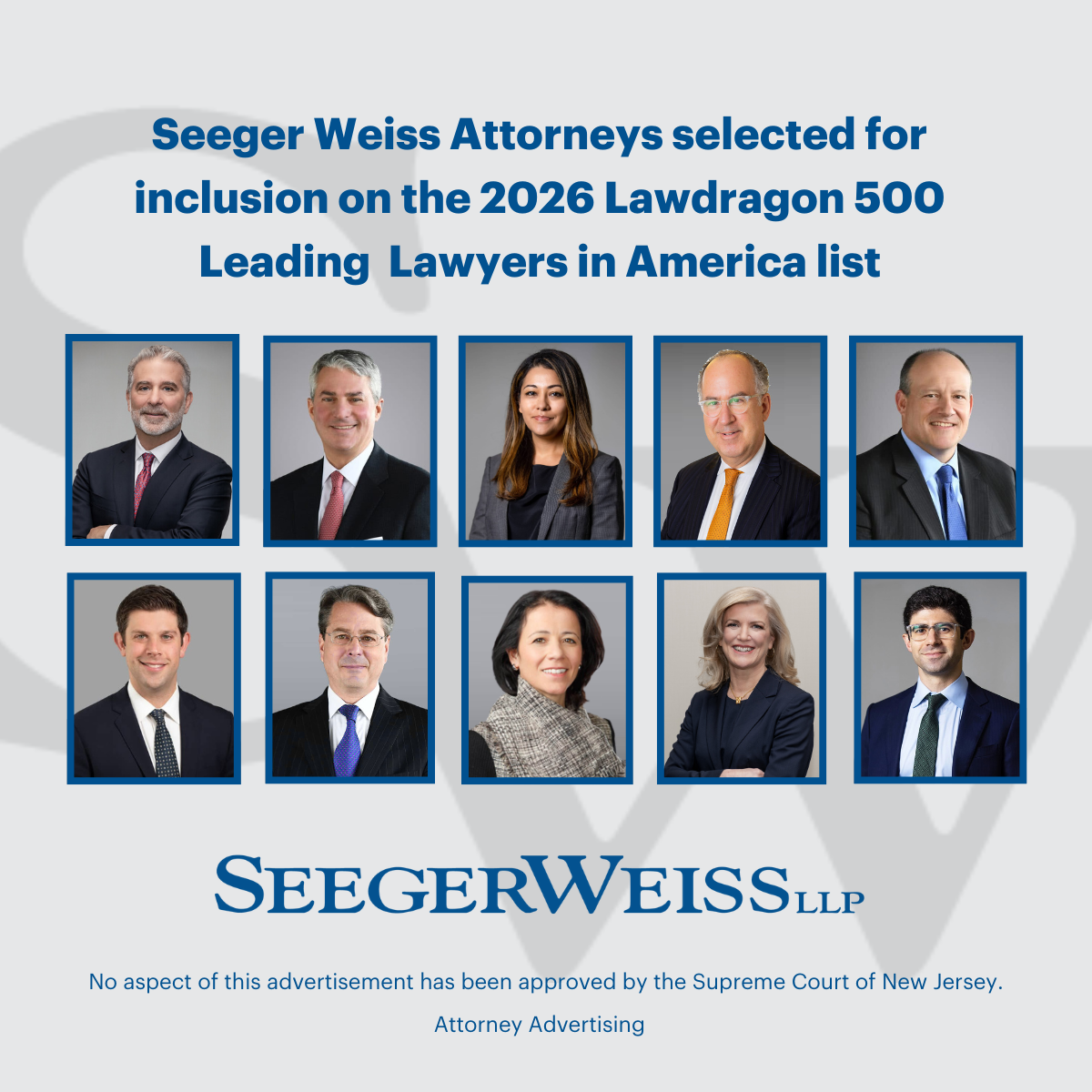 Ten Seeger Weiss Attorneys Named to Lawdragon’s 500 Leading Lawyers in ...